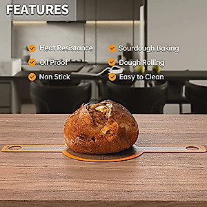 2PCs GUY DREAM Silicone Baking Mat for Dutch Oven - Non-stick Bread Sling - 8.3 Inch Reusable Bread Baking Mat – Silicone Dutch Oven Liner with Long Handles & 1 Set of Silicone Brush & Spatula