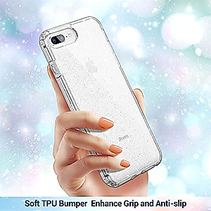 ULAK Compatible with iPhone 8 Plus Case Clear Glitter, iPhone 7 Plus Case Sparkle Bling, Soft TPU Women Girls Shockproof Protective Phone Cover Designed for iPhone 7 Plus/8 Plus 5.5 inch (Glitter)