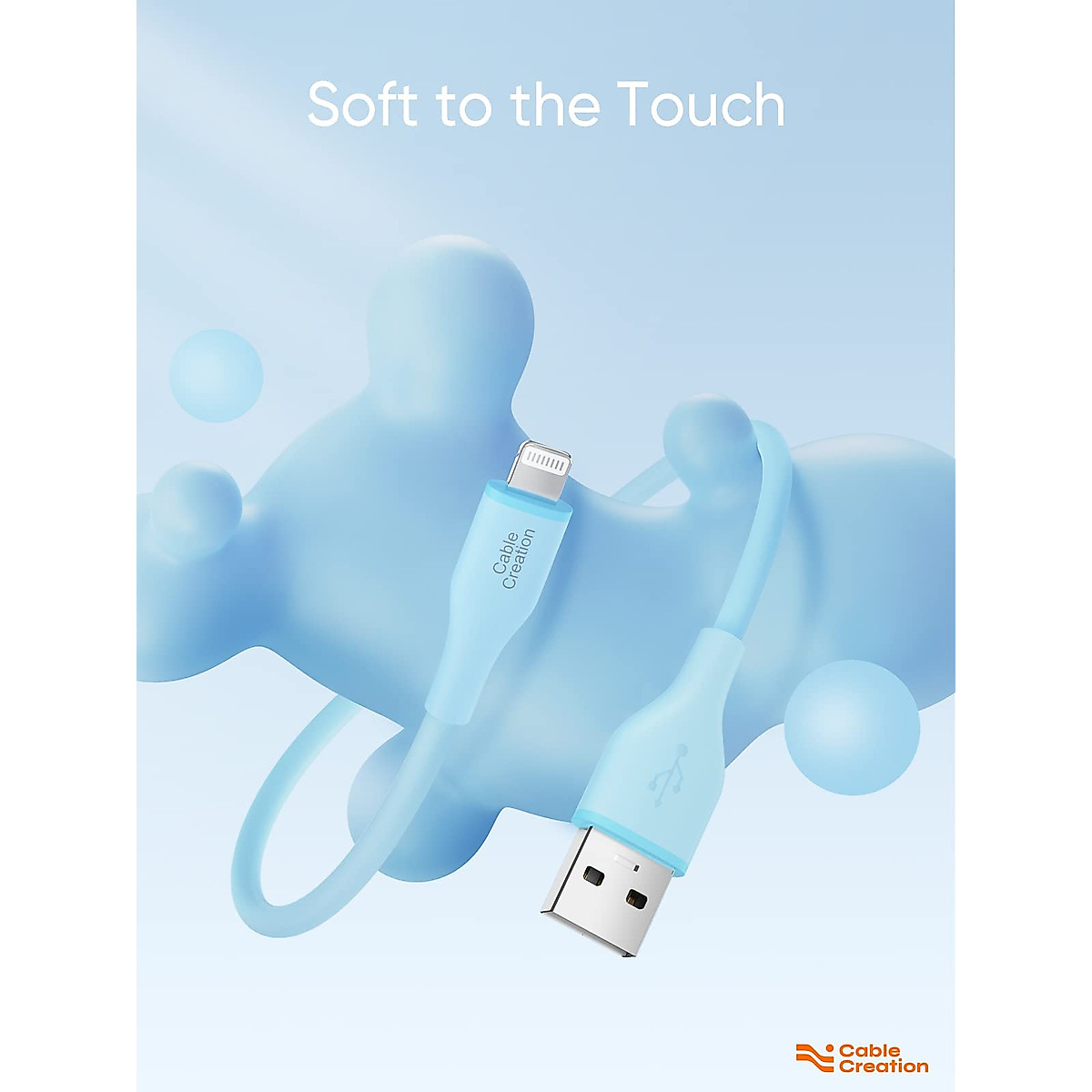 CableCreation Phone Charging Cord 6FT/1.8m, USB to Lightning Cable, USB Liquid Silicone Cord [MFi Certified] for iPhone 14/14 Pro/13/13 Pro/ 12 Pro Max/ 12/11 /X/XS/XR/ 8 Plus/AirPods Pro, Blue