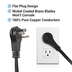 Clear Power 2-Pack 6 ft Indoor Extension Cord 3 Grounded Outlets 16/3 SPT-2, 3 Prong Low-Profile Flat Plug, Black, DCIC-00472P-DC