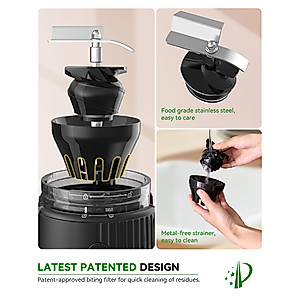 ACOQOOS Juicer Machines, Cold Press Juicer Whole Fruit and Vegetable with 4.3" Feeding Chute, Easy to Clean Juicers with 2 Cups, Masticating Juicer Black