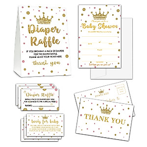 Baby Shower Cards Kit,A Little Princess Set of 25 Baby Shower Invitations with Envelopes, Book Request Cards for Baby Shower,Pink & Gold Baby Shower Party Favor Decoration(11)
