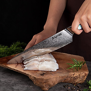 XT XITUO Knife set Knife Professional Kitchen Japanese Knife Set Steel Chef Knife Abalone Shell Handle Santoku Meat Vegetable Cleaver Cut Cutting Vegetable (8PC Chef Knife Set)