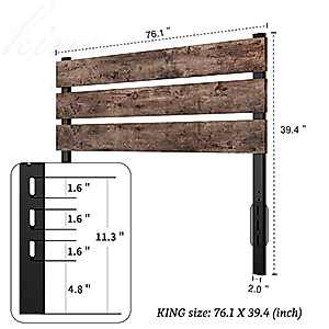 Keureedg Headboard Only Wooden Headboard with Metal Slats, Stable Structure and Easy to Assemble, Twin XL/Queen/King (King)
