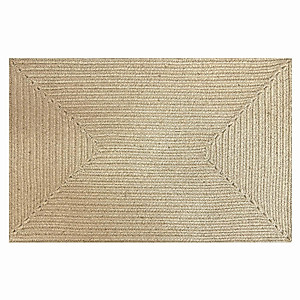 4x6 Foot No Shed Jute Rug Natural Fiber Reversible Collection Chunky Jute Area Rugs Handmade Bamboo Entryway Rug for High Traffic Areas in Living Room, Bedroom Kitchen Outdoor