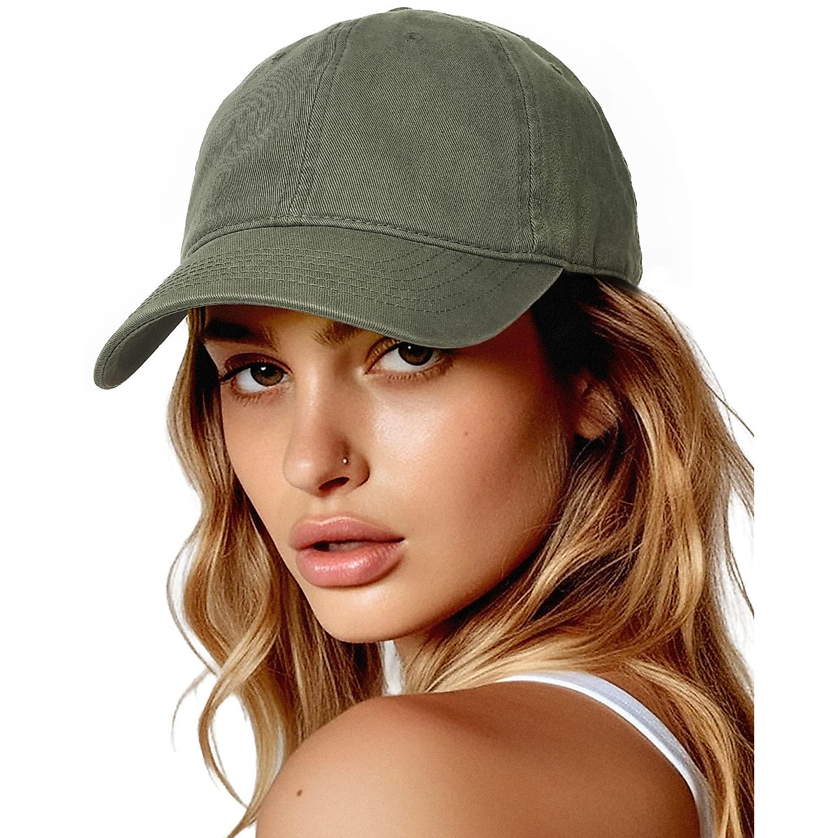 FURTALK Men and Women Vintage Washed Distressed Cotton Baseball Cap Plain Blank Adjustable Classic Baseball Hat Cap Green
