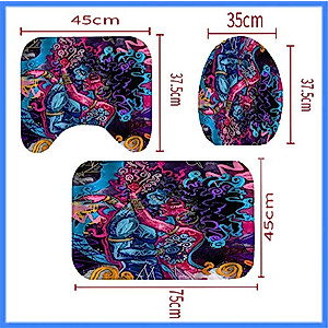 4Pcs Sets African American King&Queen Shower Curtain Met Set with Non-Slip Rugs, Toilet Lid Cover and Bath Mat,Shower Curtain with 12 Hooks, Durable Waterproof Shower Curtain