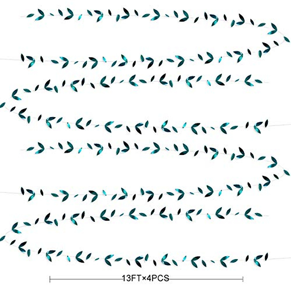 52 Ft Hunter Green Leaf Garland Emerald Turquoise Dark Green Paper Hanging Leaves Streamer Teal Aqua Green Banner for Anniversary Wedding Bridal Shower Engagement Spring Summer Party Decorations