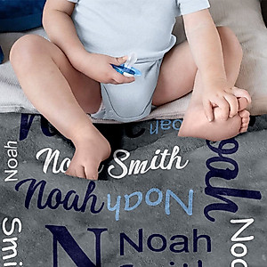 Personalized Baby Blankets for Boys, Custom Blanket with Name Flannel Toddler Throw Blanket Baby Essentials Personalized Gifts for Kids, Baby Newborn, Newmom, Adults
