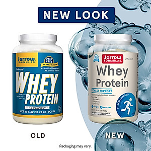 Jarrow Formulas Whey Protein, Unflavored - 32 oz (2 lb) 908 g Powder Dietary Supplement - 18 g Protein, 3.8 g BCAAs & Glutamine per Serving - Approx. 38 Servings - Supports Muscle Funtion & Recovery