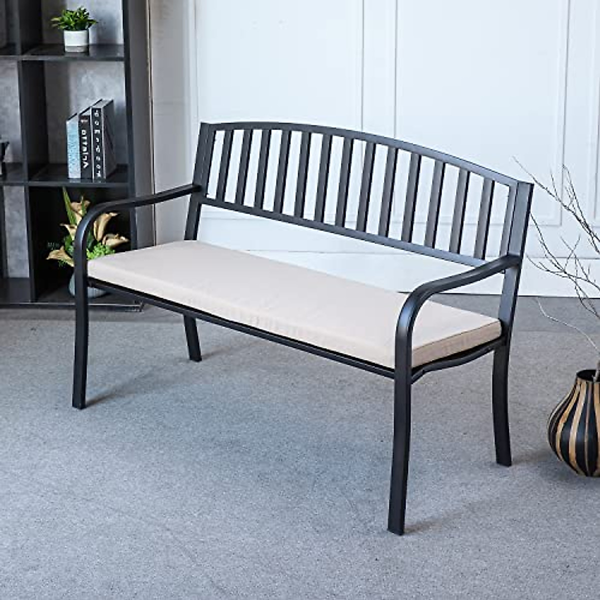 MICUSHION Outdoor Bench Cushion for Patio Furniture Water Resistant Porch Swing High Density Foam Cushions Non Slip Window Seat Pad Indoor (36"x16"x2", Khaki)