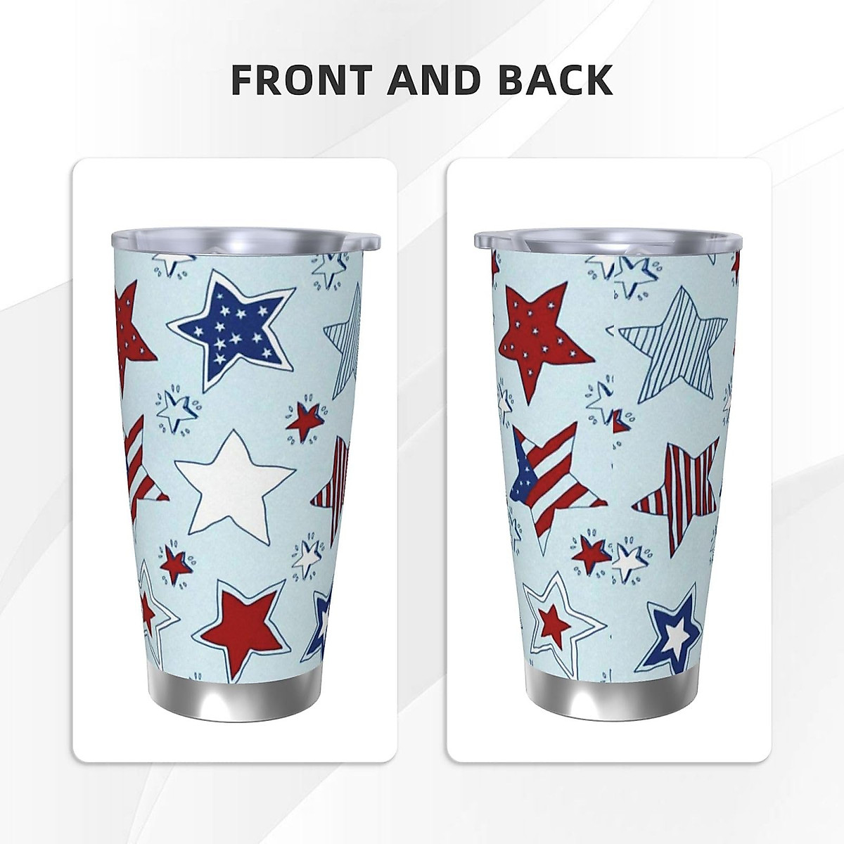American Stars And Stripes Pattern 20oz Tumbler Stainless Steel Vacuum Insulated Coffee Travel Mug, Durable Coffee Travel Mug with Splash-Proof Lid Metal Straw and Brush Thermal Cup for Outdoor