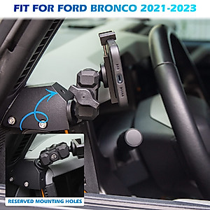 Dashboard Left Side Phone Holder Mount, Anti-Shake Stabilizer Custom Adjustable Cell Phone Holder for Ford Bronco Accessories 2021 2022 2023