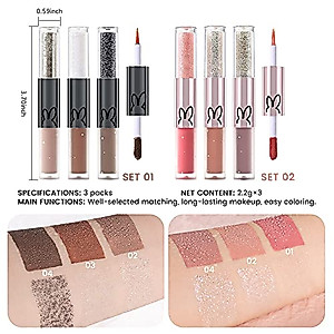 6 Colors Liquid Glitter Eyeshadow Sparkle Eye Makeup Sticks Set.Quick Drying & Easy to Apply.Pink#