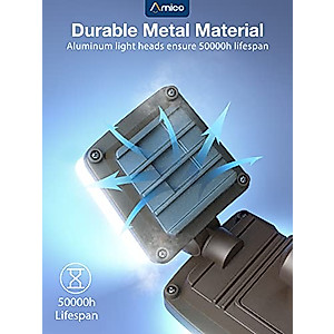 Amico 3500LM LED Security Light, 30W Bright Outdoor Flood Light, 5000K Daylight White, IP65 Waterproof with 3 Adjustable Heads for Garage, Backyard, Patio, Garden, Porch&Stair(Brown)