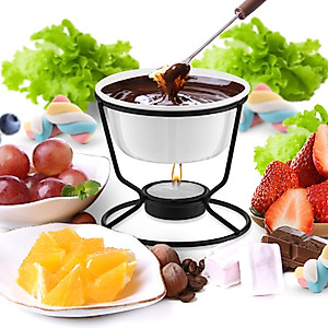 Rossesay 8 Pcs Ceramic Butter Warmers for Seafood Set 4.7oz Butter Warmer with 32 Pcs Tealight Candles for Chocolate Cheese Fondue Melting, Dishwasher Safe, Microwave Safe, Oven Safe, White