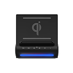 Azpen Dockall D100 - Qi Wireless Charger, Bluetooth Premium Speakers, Docking Station with Built in Mic Handsfree call, 3 in 1 Station for iPhone and Samsung phone