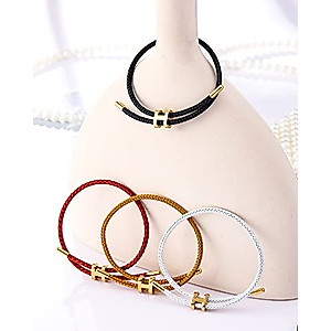 AIMADE Bracelets for Women Girls Adjustable Charm Bracelet, 18k Gold-plated Buckle Design Titanium Steel Wire Rope Women's Gift Jewelry (white)