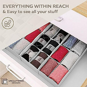 Uncluttered Designs Drawer Dividers (5 Set) Handy Stackable Organizers in Durable Plastic For Your Underwear, Crafts, Baby Clothes & Office Storage (White)