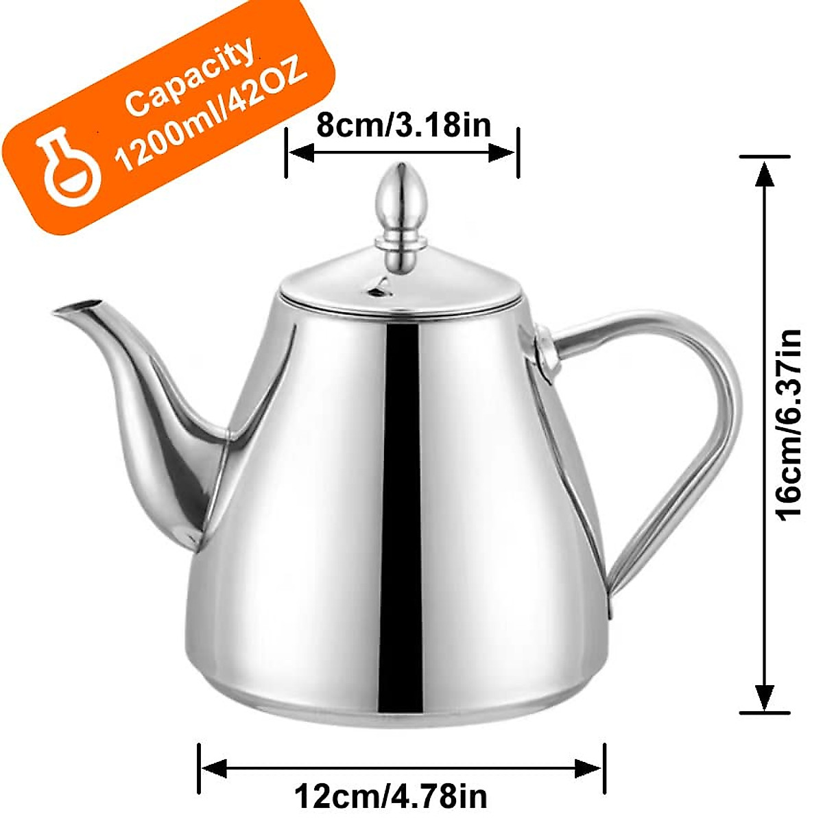 SANQIAHOME Stainless Steel Teapot Coffee Servers 1200ml
