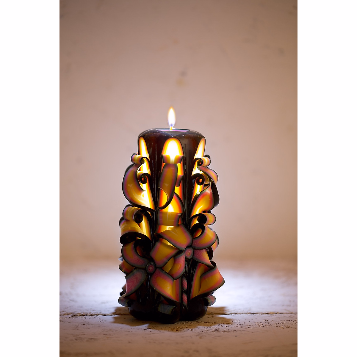 EveCandles Handmade Shabbat Candles - 3-Wick Long Burning Havdalah Candle, Decorative Jewish Kosher Carved Candles, Luxury Candles for Home Decor, Unique Gift Candles for Women and Men - Rainbow