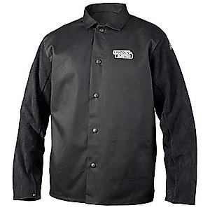 Lincoln Electric unisex adult Traditional Split Leather Sleeved Welding Jacket, ‎black, XX-Large US