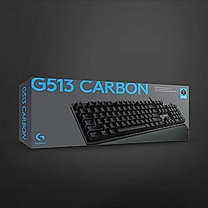 Logitech G513 RGB Backlit Mechanical Gaming Keyboard with GX Blue Clicky Key Switches (Carbon)