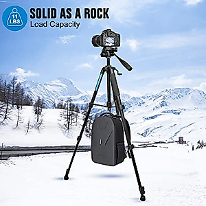 Instafoto 66'' DSLR Camera Tripod for Canon Nikon with Remote Shutter, Phone/Tablet Holder, Carry Bag (Max. Load 11 lbs)