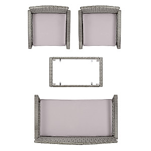 Safavieh PAT7507B Collection Bassey Grey 4-Piece Outdoor Living Patio Set