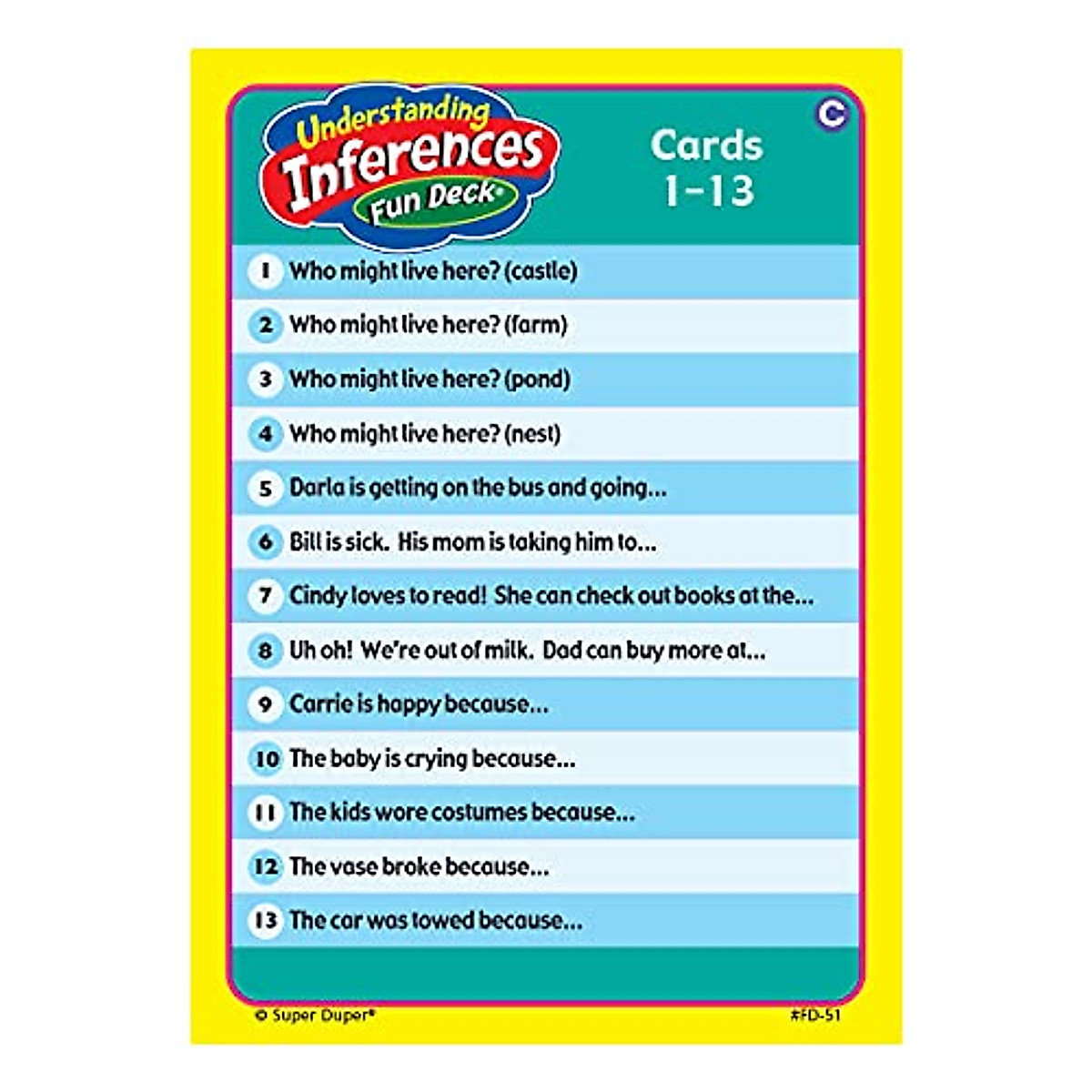 Super Duper Publications | Understanding Inferences Fun Deck | Problem Solving and Reasoning Skills Flash Cards | Educational Learning Materials for Children