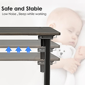 STARY Height Adjustable Electric Standing Desk with Whole Board, Modern, White