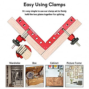 Kingson 90 Degree Positioning Squares Right Angle Clamps Corner Clamp, 7.1" x 7.1" Aluminum Alloy Woodworking Carpenter Tool for Box Cabinets Drawers Picture Flame (2Pack)