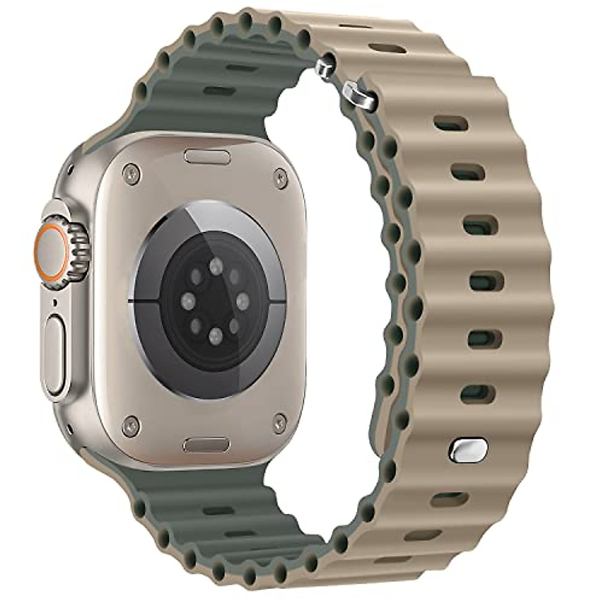 Anlinser Bands Compatible with Apple Watch Band 49mm 45mm 44mm 42mm, Adjustable Sport Loop Designed for Apple Watch Ultra 2/Ultra SE Series 9 8 7 6 5 4 3 (Khaki/Gray Green)