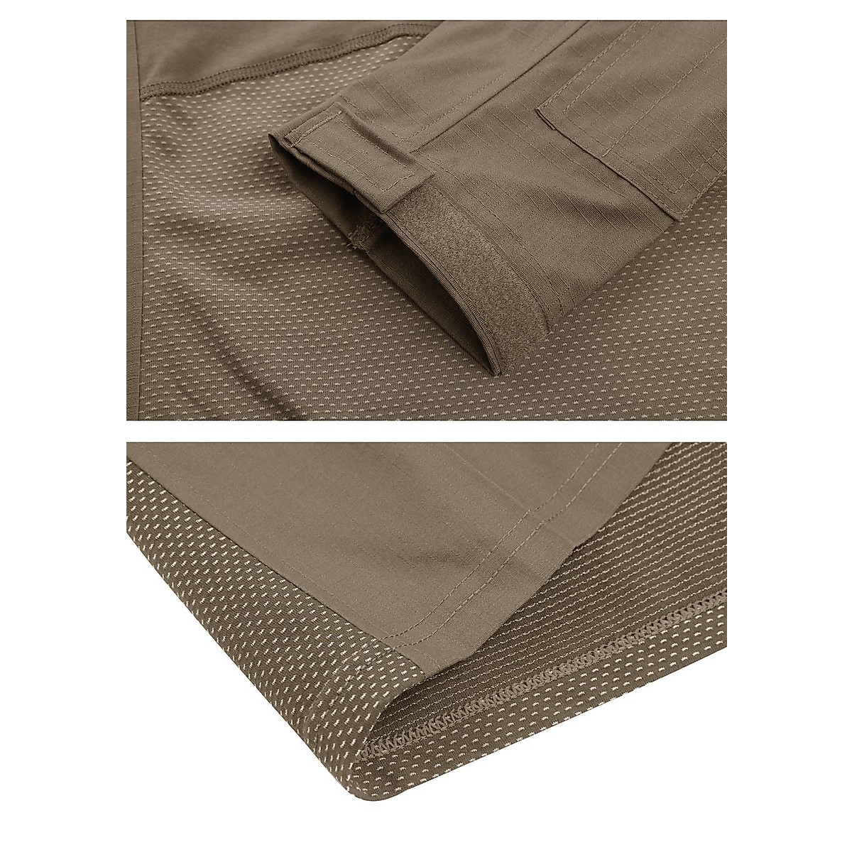 CRYSULLY Men's Long Sleeve Hunting Assault Military Trekking Pullover Shirt Khaki