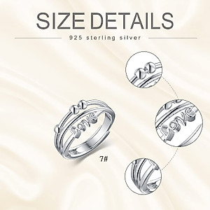 LELOUCHY Anxiety Rings for Women Men Unisex Adjustable Fidget Love Rings for Anxiety Stress Worry Spinning Bead Rings