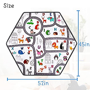 Hexagon Playpen Mat Compatible with Regalo and California Beach Co Playground, Thickened(0.6in) Non Slip Baby Play Mat ABC Super Soft Skin Friendly Baby Floor Crawling Mat(52 * 45in)