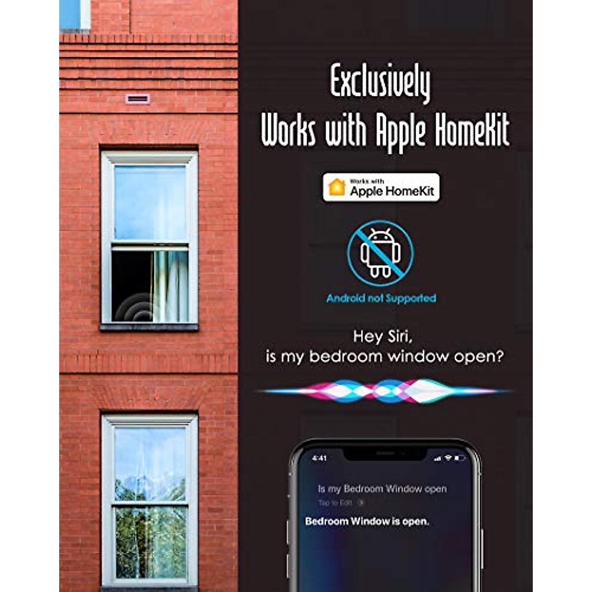 VOCOlinc Door Window Alarm Magnetic Contact Sensor Wireless Smart No Hub Required ONLY Works with Apple HomeKit Home Security Bluetooth Low Energy Remote Access VS1 (2Pack-VS1)