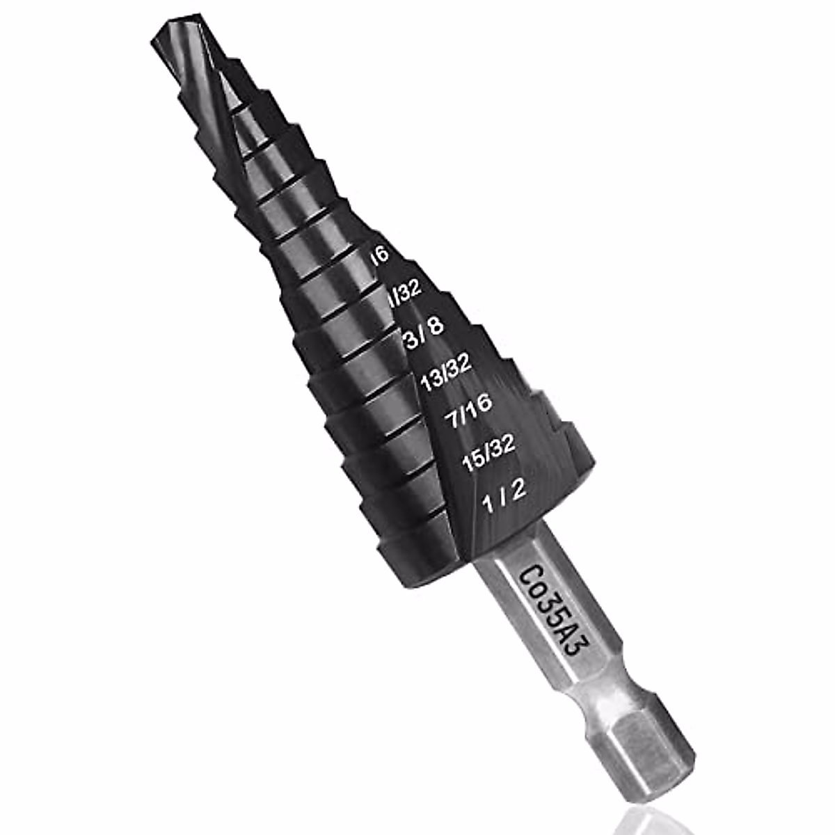 OXMUL Step Drill Bits for Metal, 1/8 to 1/2, Cobalt Bit, Heavy Duty for Stainless Steel,Metal, Aluminum, Wood, Copper, Wood, 13-Steps. #202