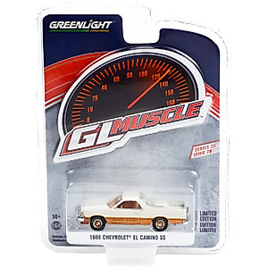 1980 Chevy El Camino SS Super Sport White and Gold Greenlight Muscle Series 26 1/64 Diecast Model Car by Greenlight 13310 C