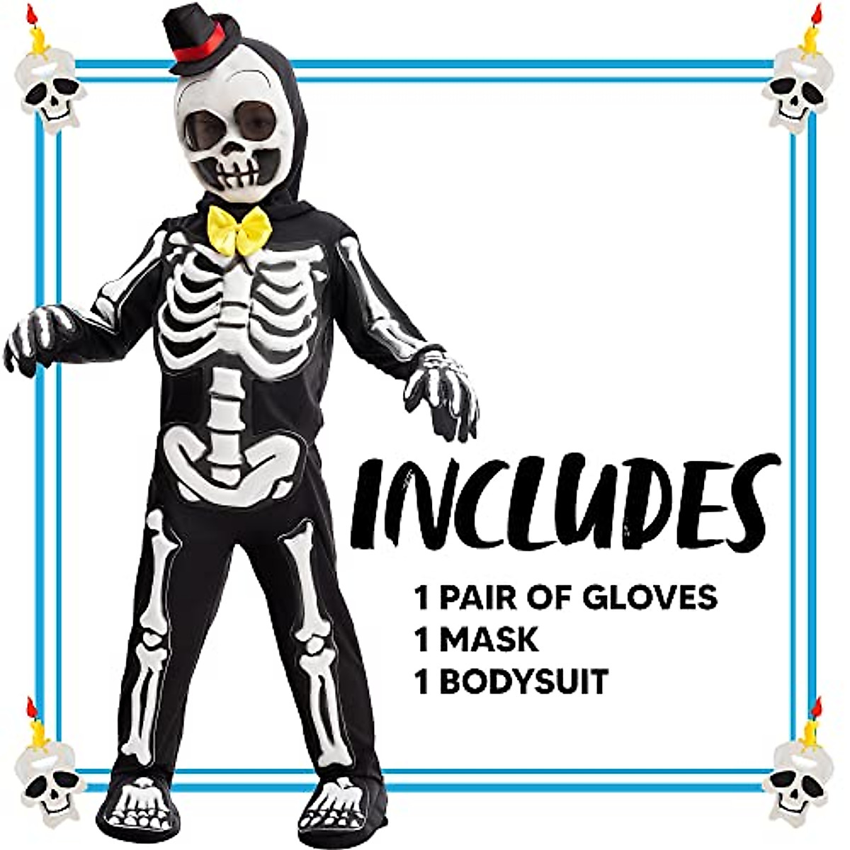 Spooktacular Creations Skelebones Costume (Large (10-12yr)) Black