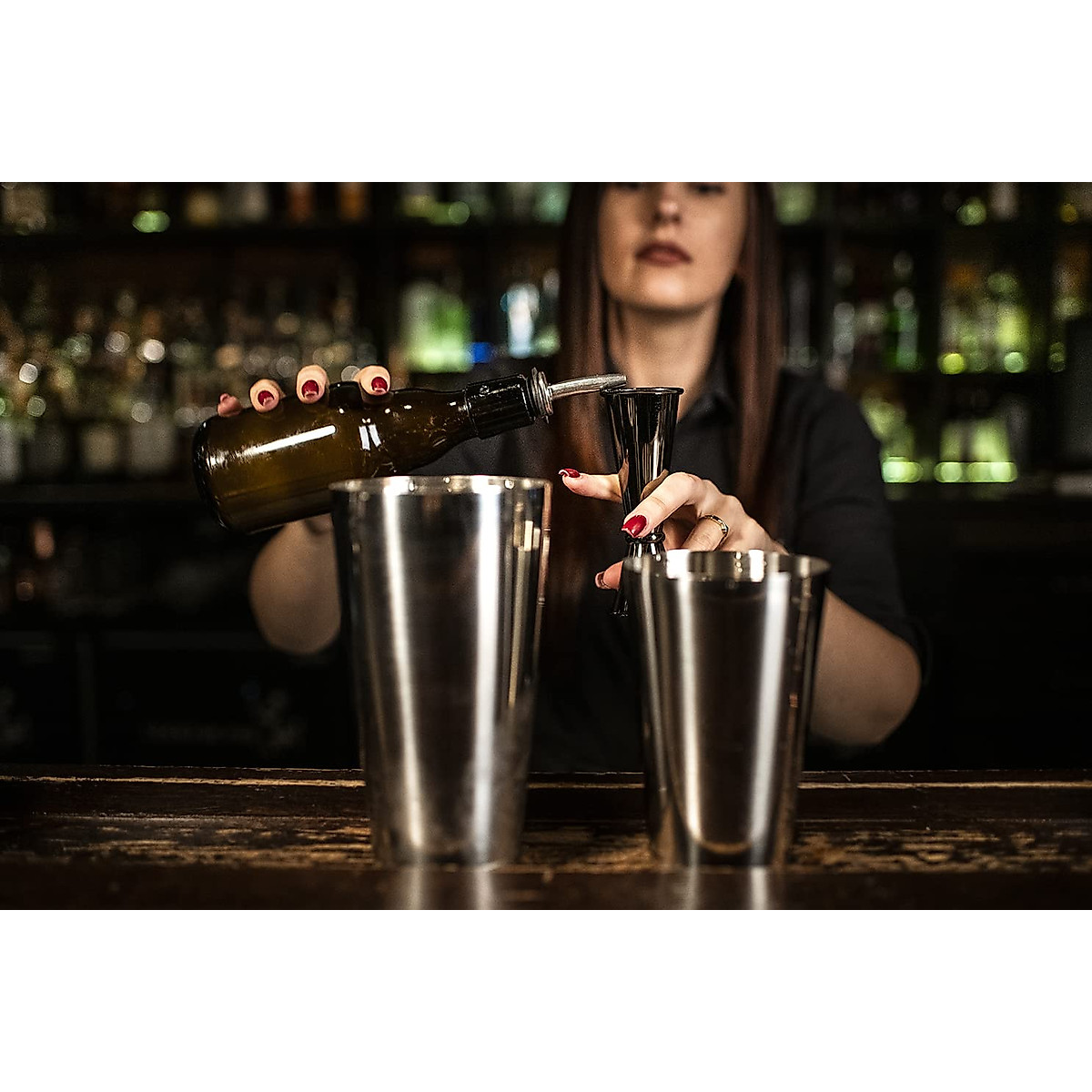 BARIANTTE Black Cocktail Jigger for Bartending, Double Jigger 2 oz 1 oz, Cocktail Measuring Cup Shot Measure Jigger, Bar Japanese Jigger with Measurements Inside, Liquor Measuring Jigger