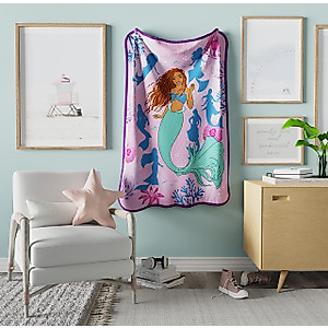 Franco Disney Princess Ariel The Little Mermaid Live Action Movie Kids Bedding Super Soft Plush Micro Raschel Throw, 46 in x 60 in, (Official Licensed Product)