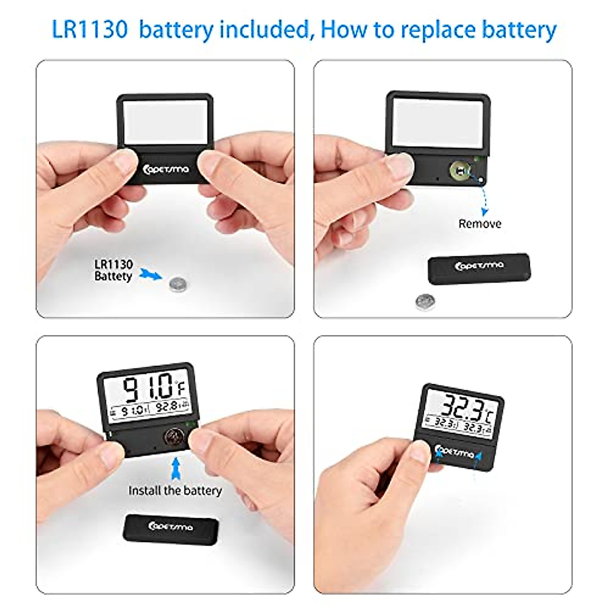 capetsma Aquarium Thermometer Digital Fish Tank Thermometer Large LCD Screen Records High & Low Water Temperature in 24 hrs