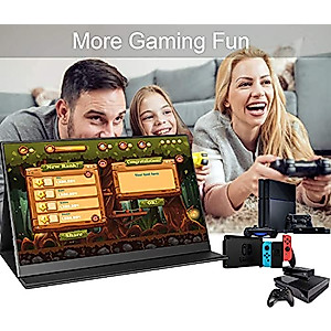 HONGO Portable Monitor Extremely Thin 15.6 Inch FHD 1080P Computer Gaming Dual Monitor USBC Display for Laptop PC Phone Xbox PS4 Switch, Smart Stand Included
