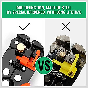 HORUSDY Wire Stripping Tool, Self-adjusting 8" Automatic Wire Stripper/Cutting Pliers Tool for Wire Stripping, Cutting, Crimping 10-24 AWG (0.2~6.0mm²)