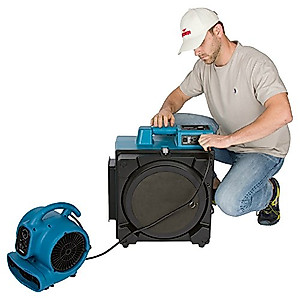 XPOWER X-3400A Air Scrubber 3 Stage Filtration, Negative Air Machine w/Power Outlets, 3 Stage Airbourne Cleaner, Scrubber HEPA Filter System for Water Damage Restoration, Commercial & Home Use, Blue