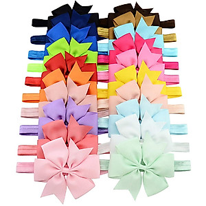WillingTee Baby Girls Headbands 3" Grosgrain Ribbon Hair Bows Baby Headbands Hair Accessories for Baby Girls Infants Toddlers Newborn