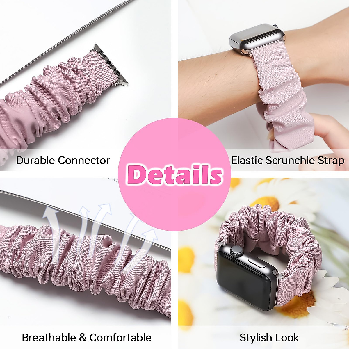 [3 Pack] Scrunchie Band Compatible with Kids Apple Watch Band 38mm 40mm 41mm & 42mm 44mm 45mm,Cute Printed Elastic Solo Loop Bands for iWatch Series 9/8/7/6/5/4/3/SE/SE2/Ultra 2/Ultra,Boys & Girls