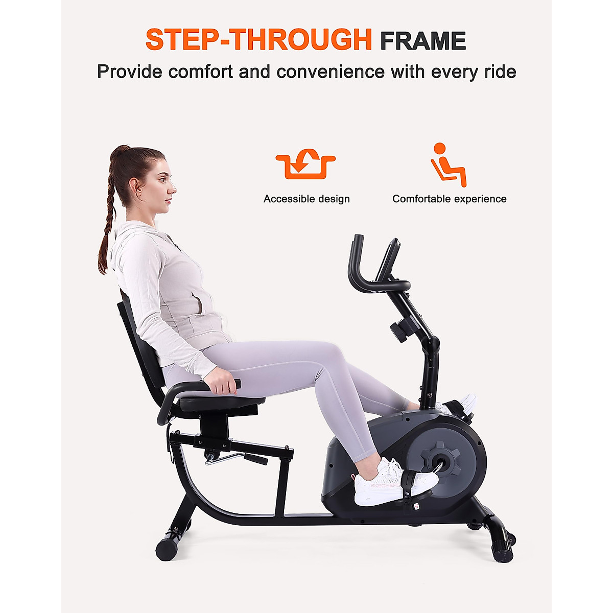 ECHANFIT Recumbent Exercise Bike with Optional Bluetooth Connectivity, 16 Levels Magnetic Resistance and Pulse Rate Monitor for Seniors, Indoor Stationary Bike for Home Use, 350 LB Weight Capacity