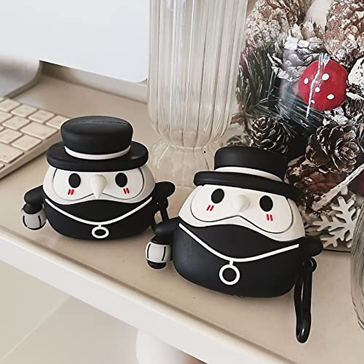 Compatible AirPod 3 Case Cover with Keychain, Cute Luminous Medieval Plague Doctor Design for AirPods 3rd Generation Case